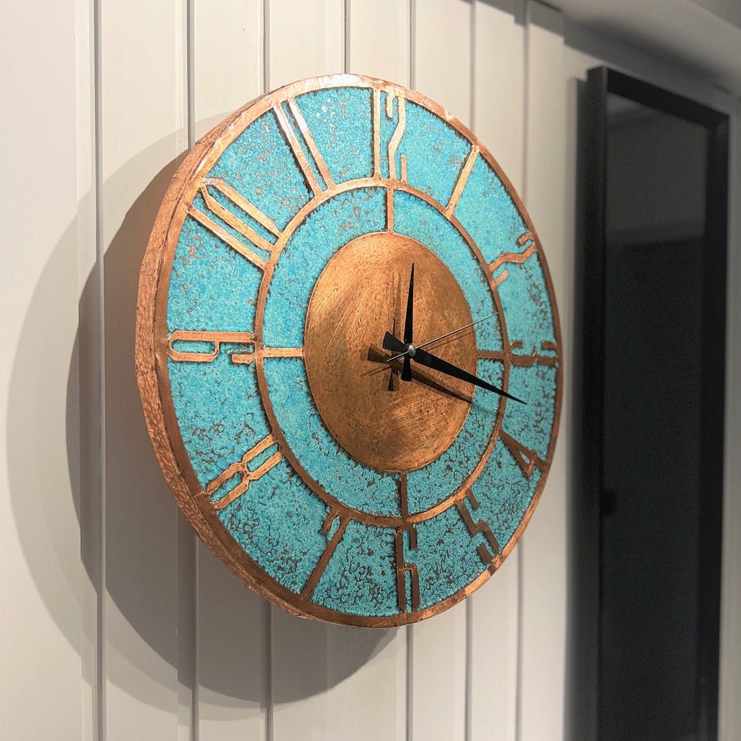 Farmhouse Rustic Wall Clock | Copper Art | Minimalist Wall Clock ...