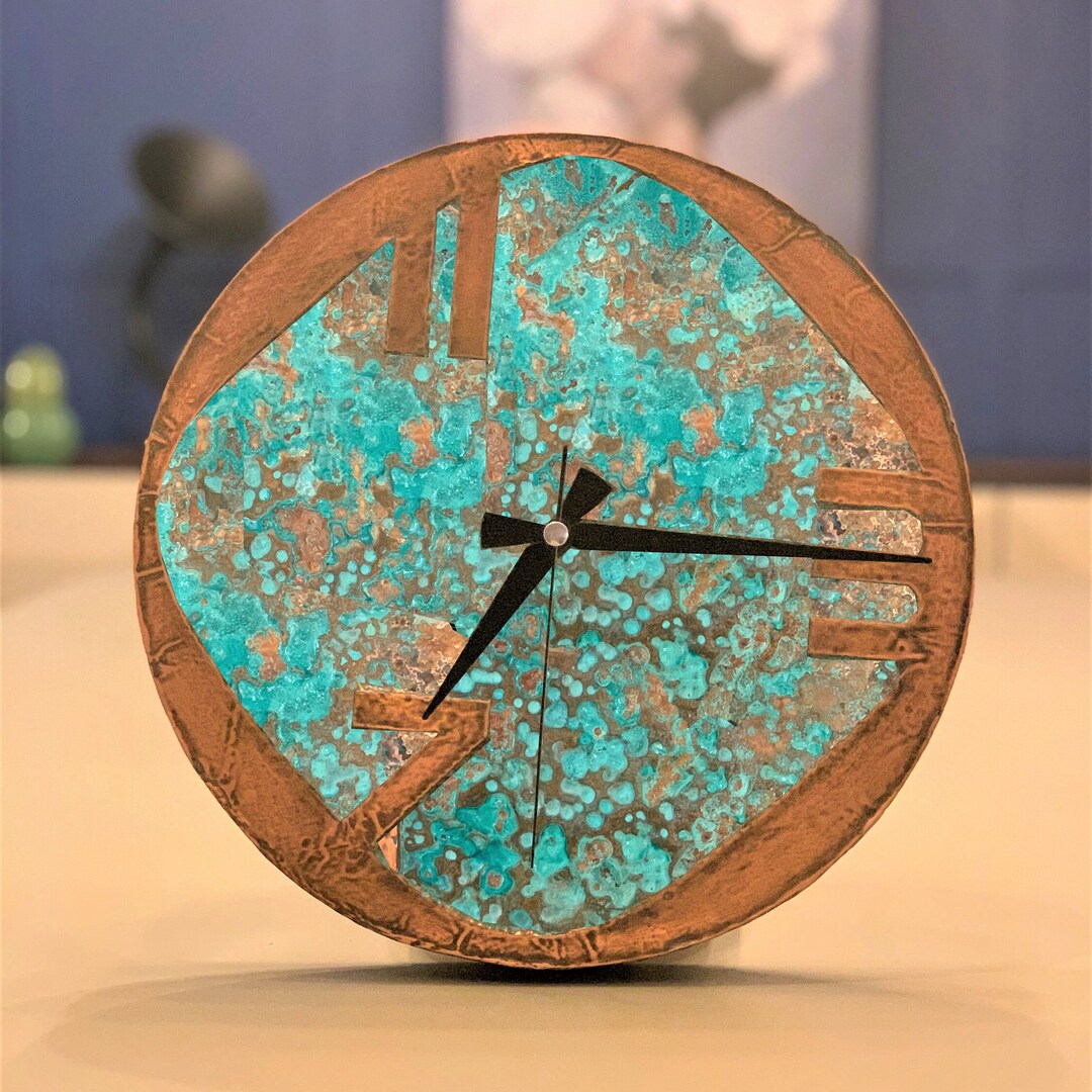 Handmade Rusted, Copper Patina Wall Clock, Oxidized Copper Wall Clock ...
