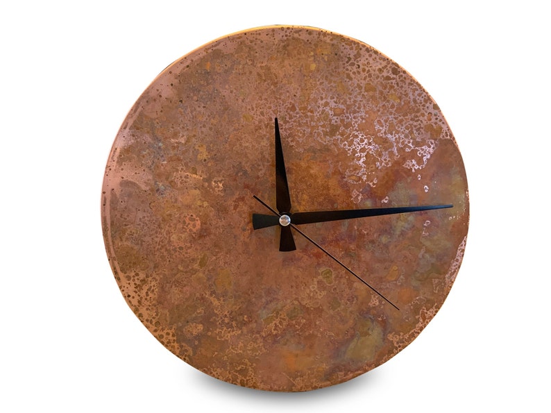 Handmade Rusted Minimalist Wall Clock Copper Patina Wall - Etsy