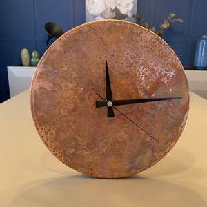 Handmade Rusted, Minimalist Wall Clock, Copper Patina Wall Clock ...