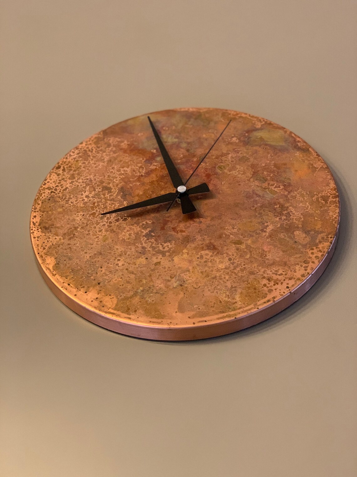 Handmade Rusted Minimalist Wall Clock Copper Patina Wall - Etsy