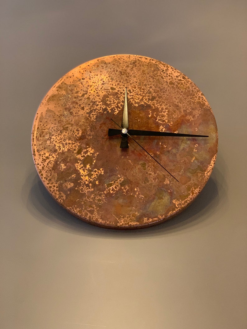 Handmade Rusted, Minimalist Wall Clock, Copper Patina Wall Clock ...
