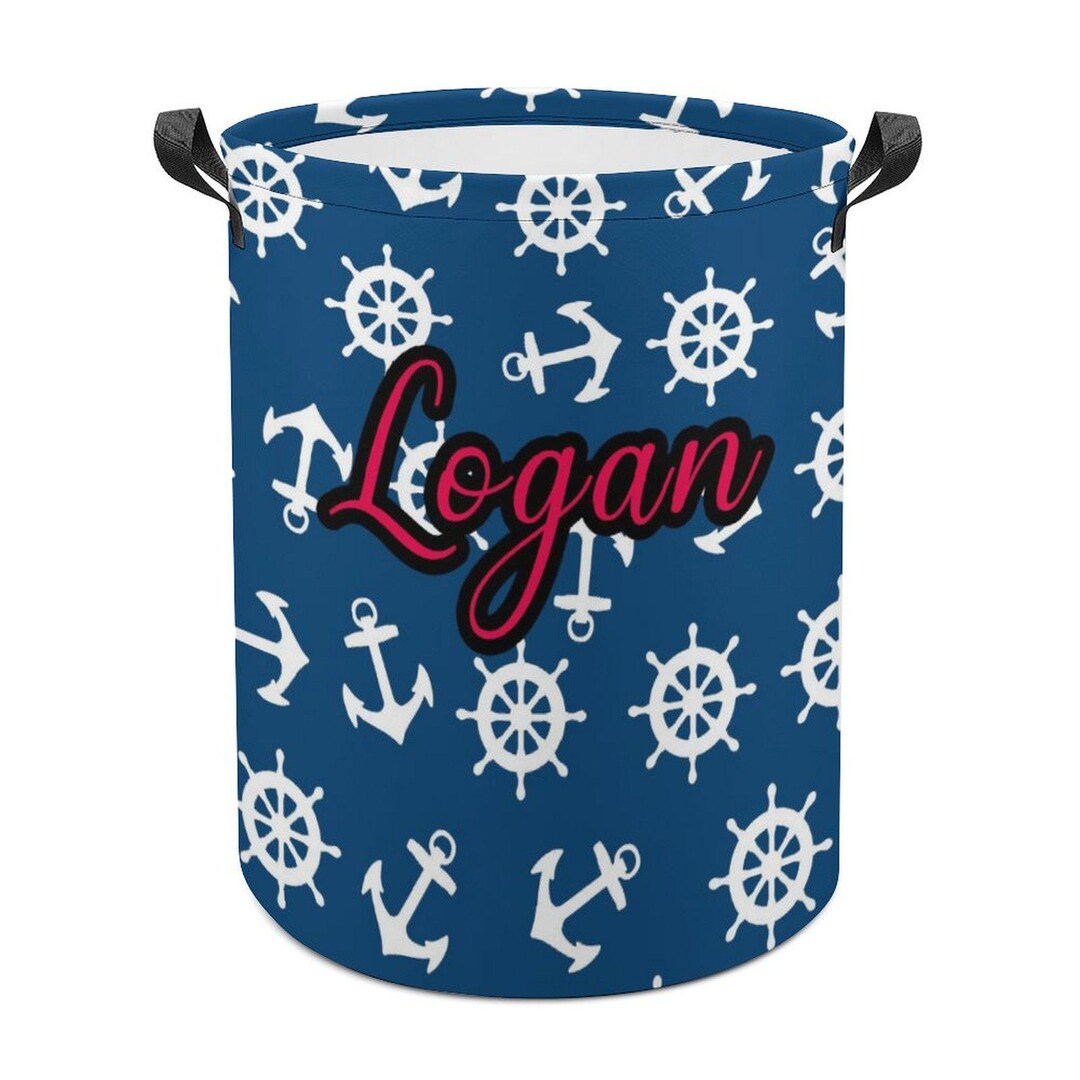 Nautical Anchor Laundry Basket With Custom Name: Personalized Ship ...