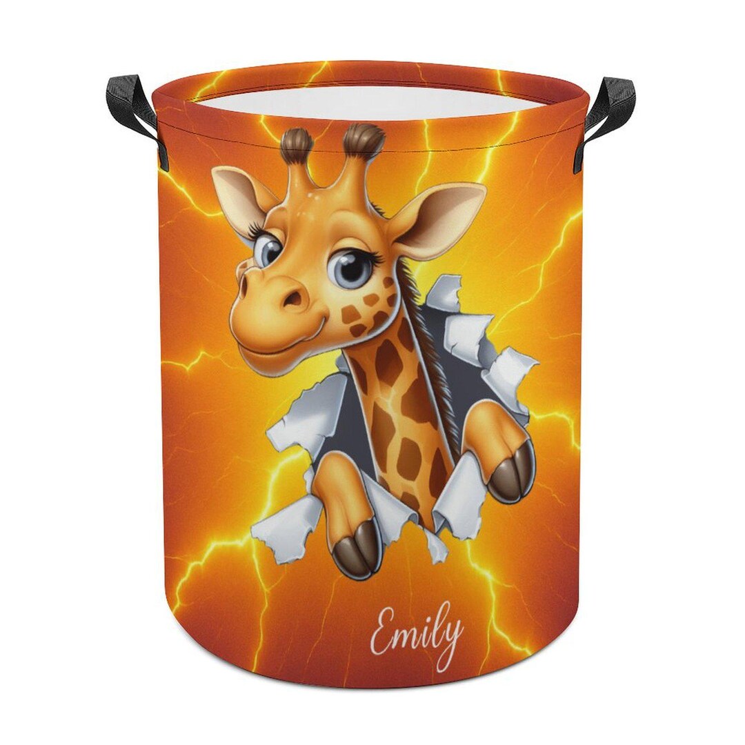 Personalized Laundry Basket With Peeking Giraffe, Custom Clothes Hamper ...