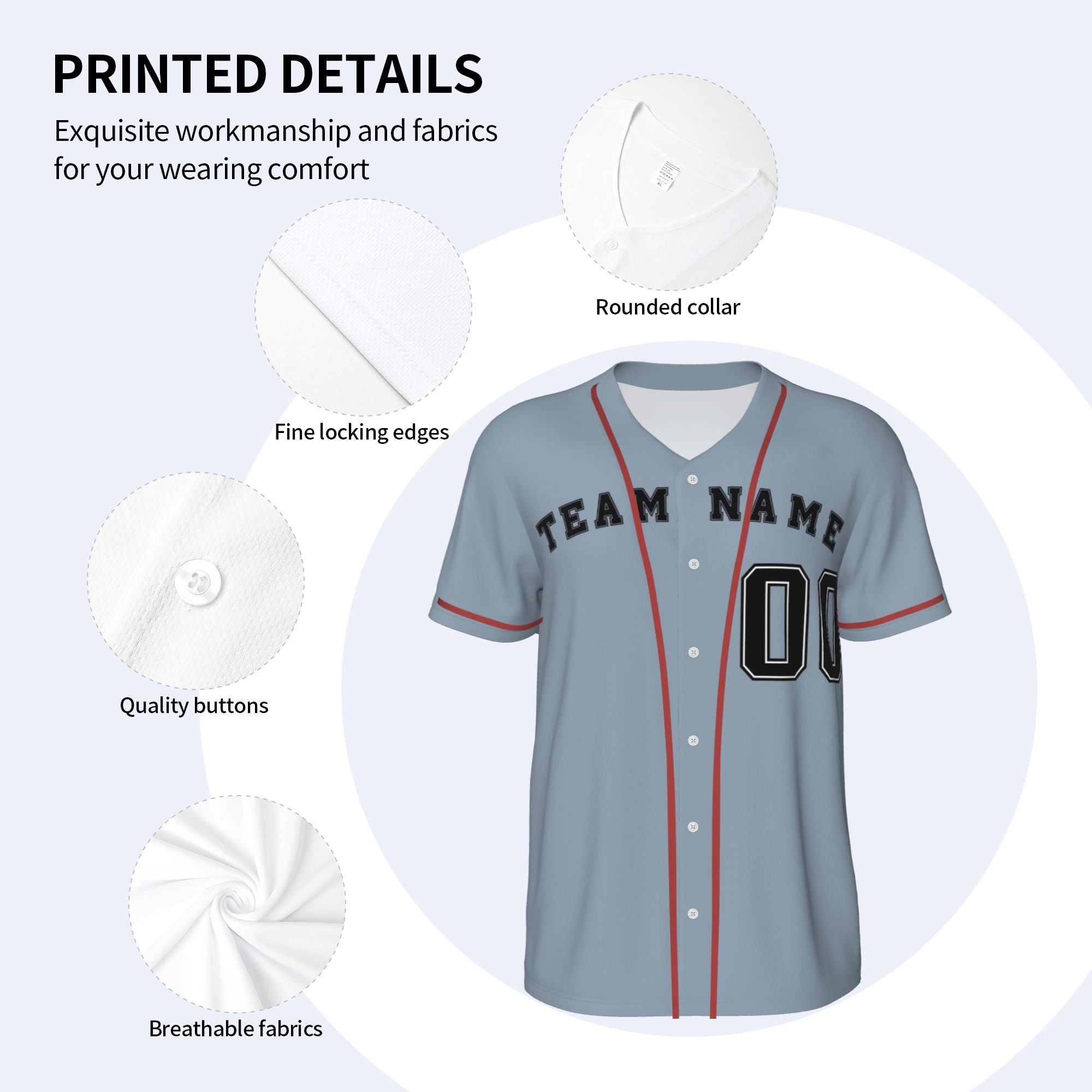 Custom Baseball Jersey: Personalized Team Name & Number, Button Down ...
