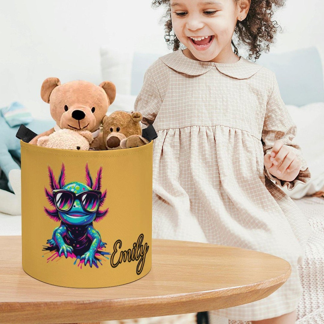 Personalized Axolotl Drawstring Toy Storage Bag, Storage Bin for Kids ...