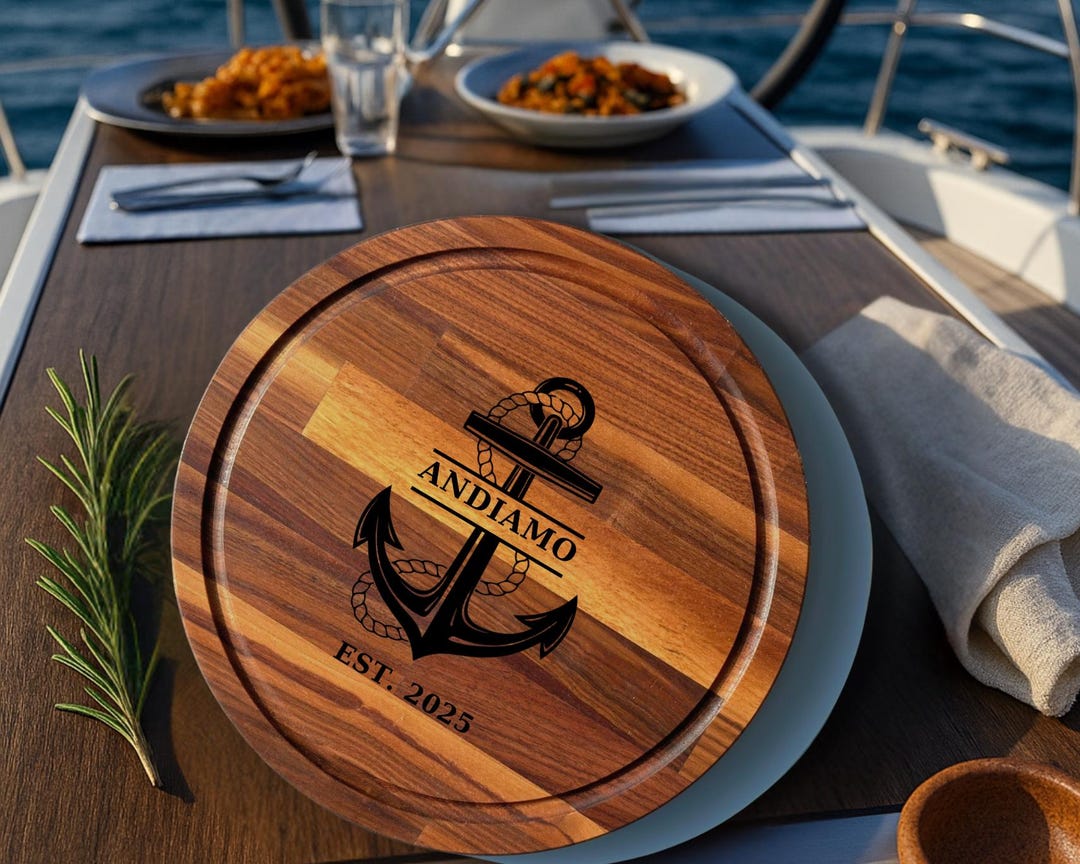 Engraved Nautical Cutting Board Anchor, Boating Gifts for Couple ...