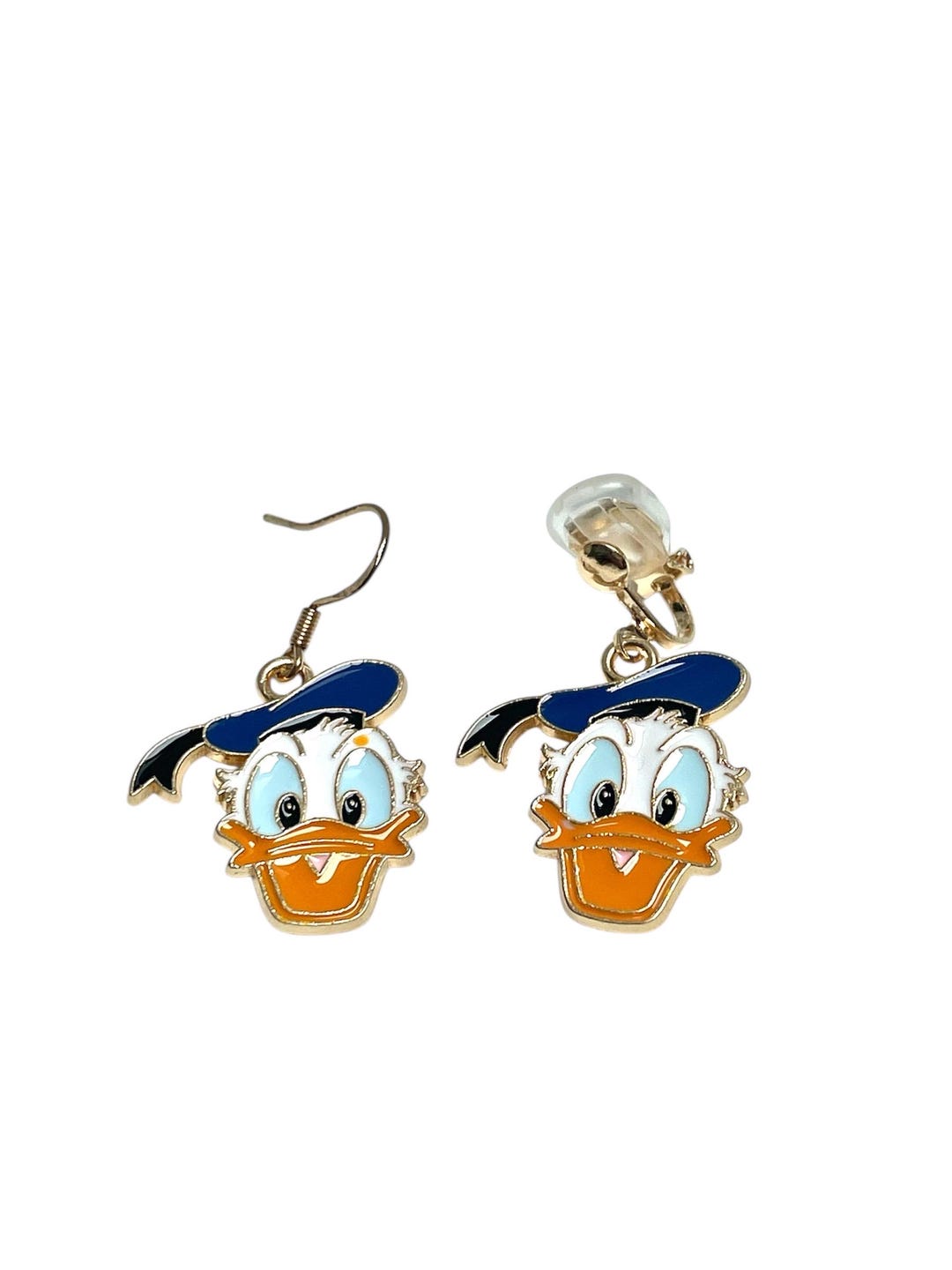 Cartoon Donald Duck Gold or Gold Plated Dangle Drop / Clip on Earrings ...