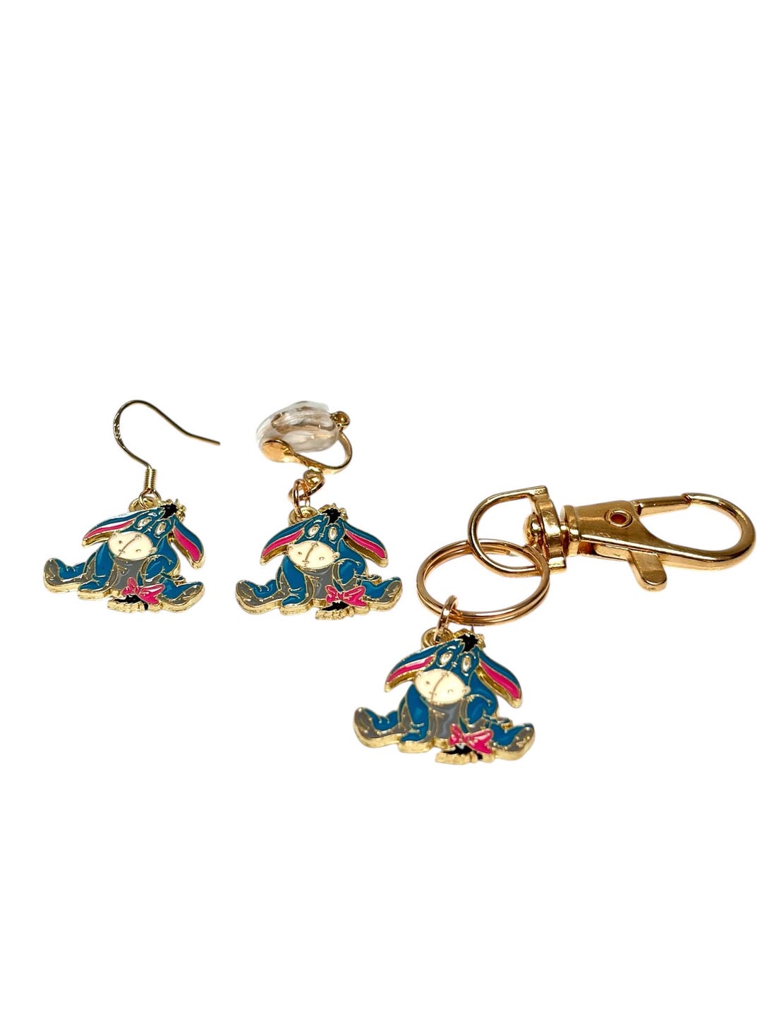 Cartoon Eeyore Gold or Gold Plated Dangle Drop / Clip on Earrings ...