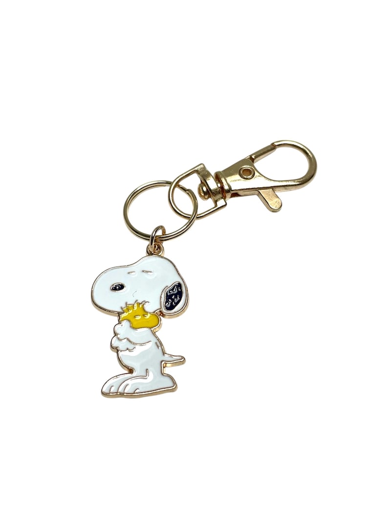 Cartoon Snoopy & Woodstock Necklace Enamel Pendant on A Gold Plated ...