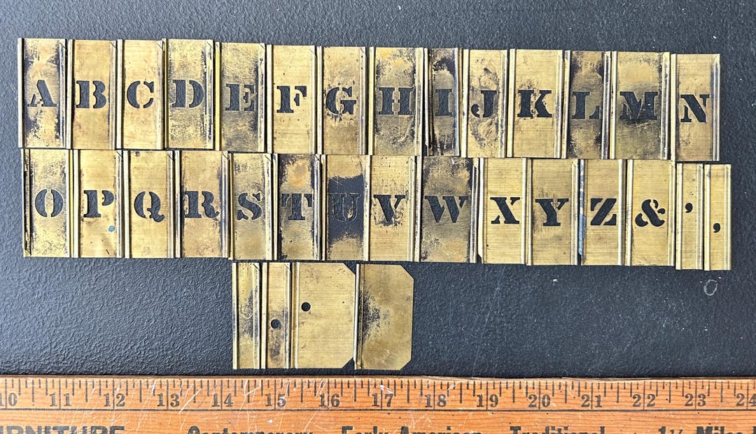 Vintage Brass Letter Stencils, 1/2", Reese's Adjustable Stencil Letters ...