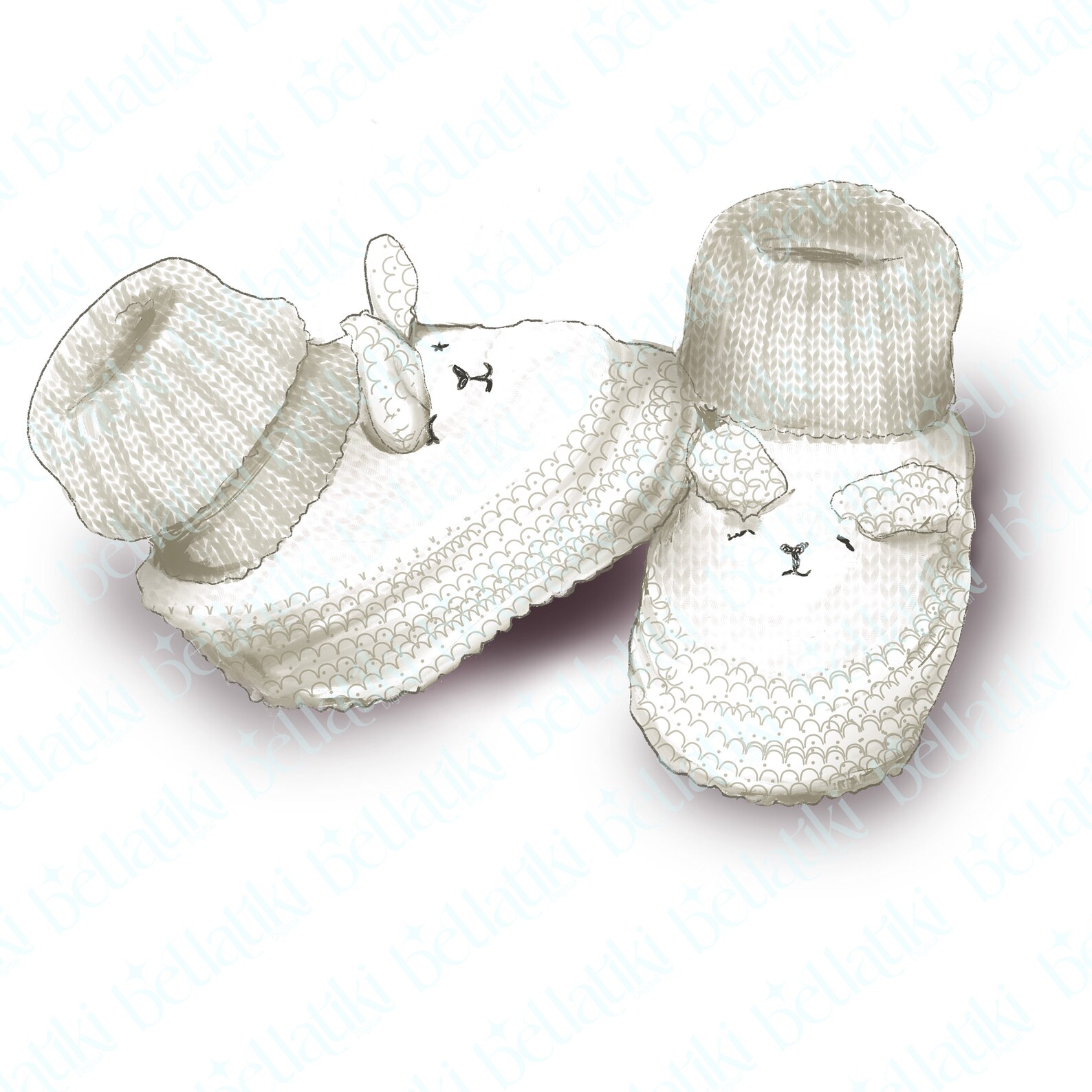 Set of 6 Cute Baby Booties for Clip Art, Scrapbooking, and Sublimation ...