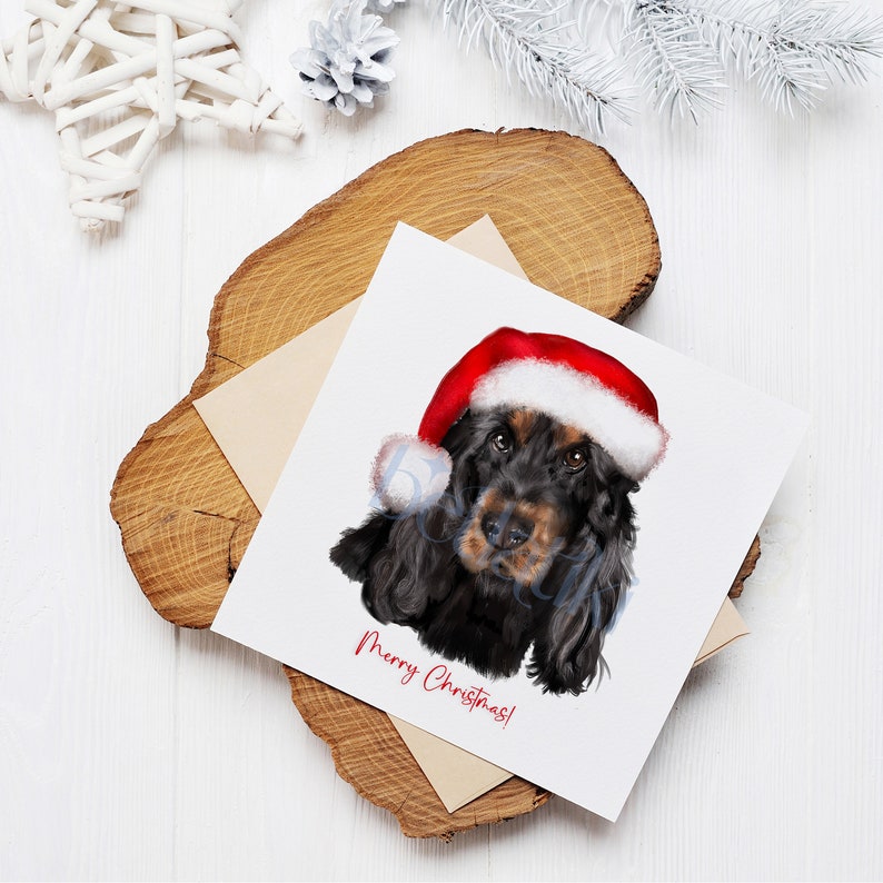 Cocker Spaniel navideño PNG / Perro negro y fuego con gorro de Papá ...