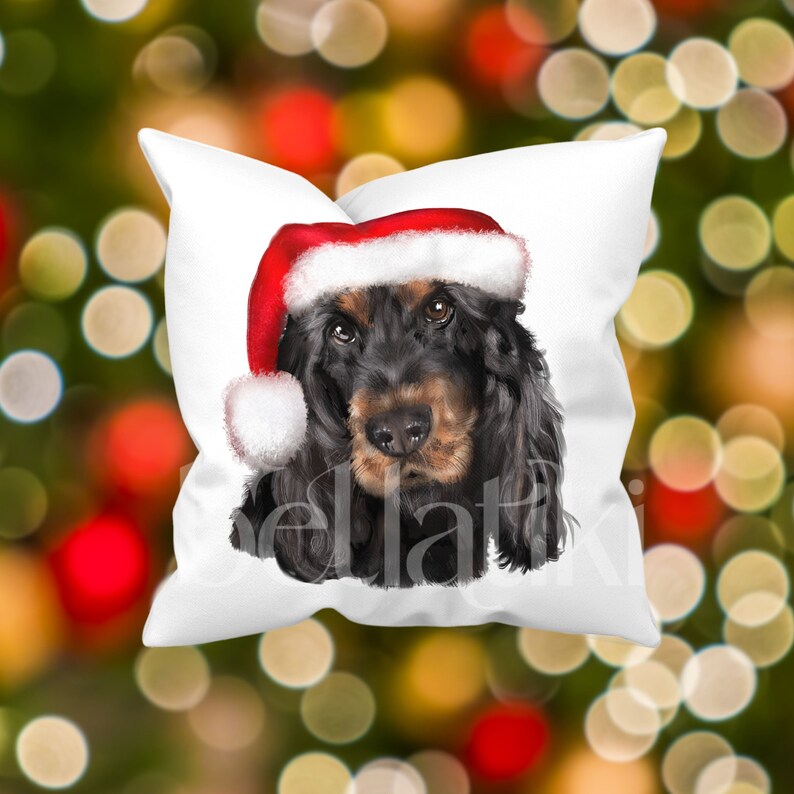 Cocker Spaniel navideño PNG / Perro negro y fuego con gorro de Papá ...