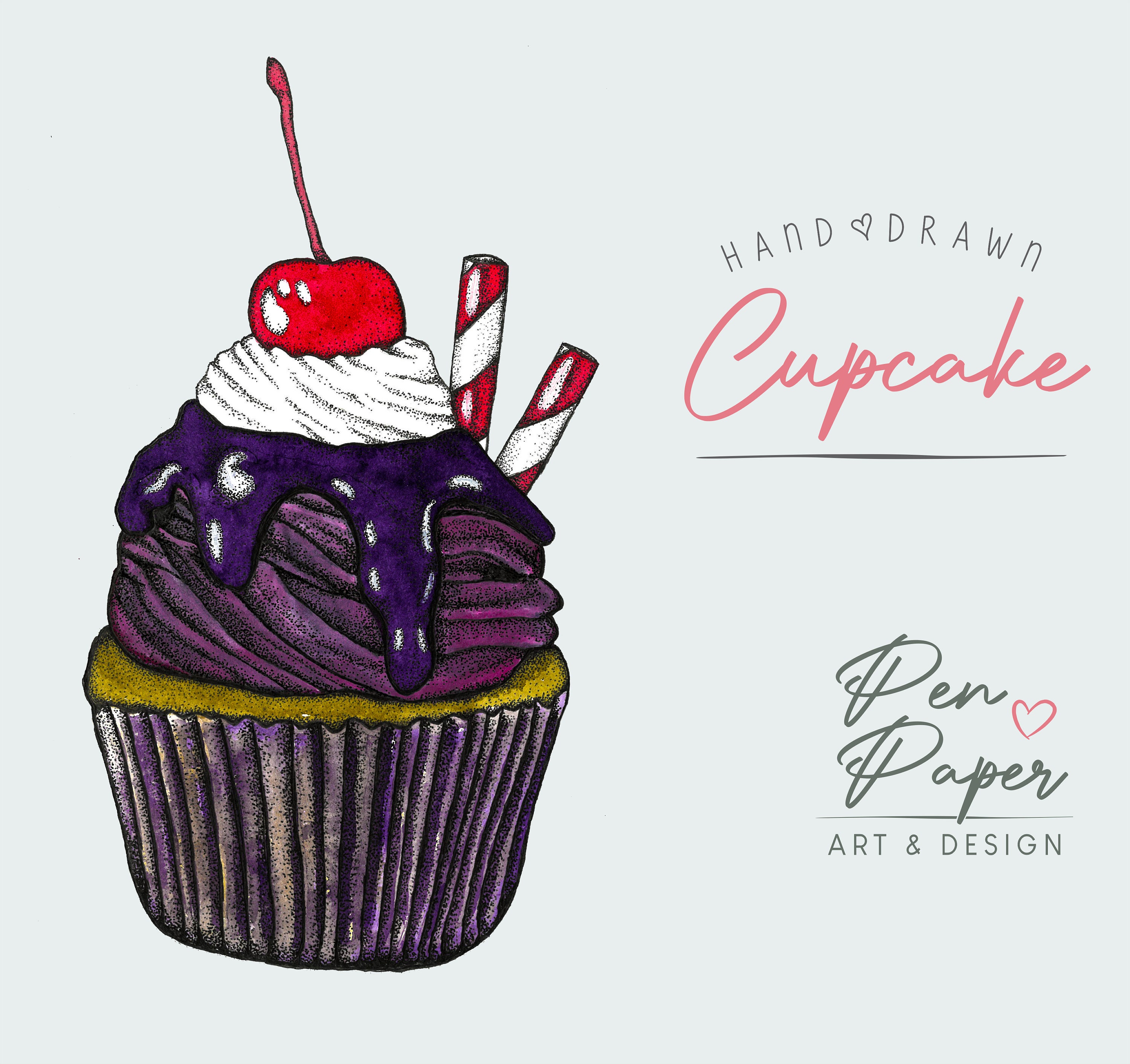 Purple Cupcake Drawing Clipart / Purple Cupcake PNG / Cupcake Printable ...