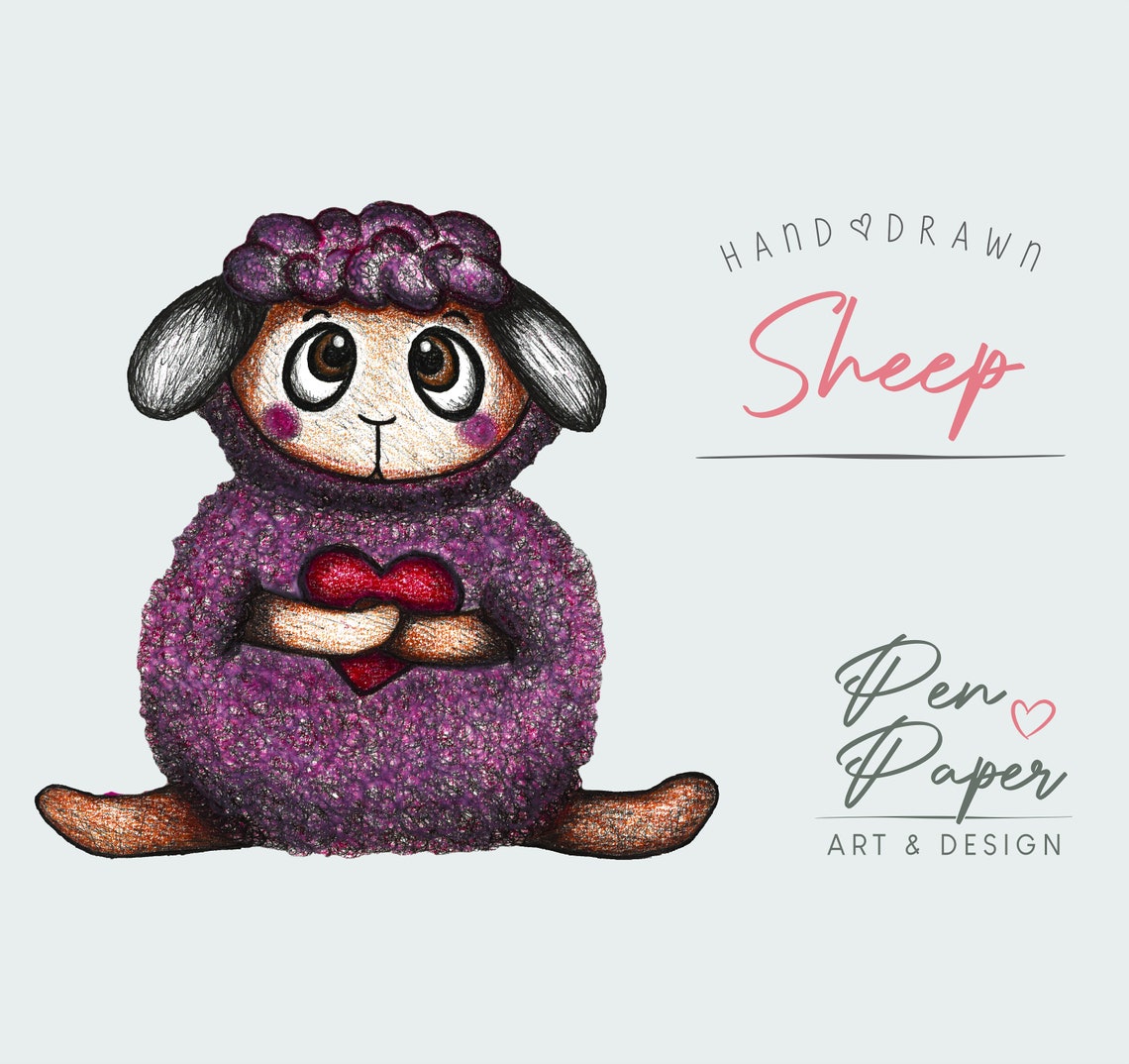 Hand Drawn Sheep Printable PNG Clipart Farm Animal/ Sheep - Etsy
