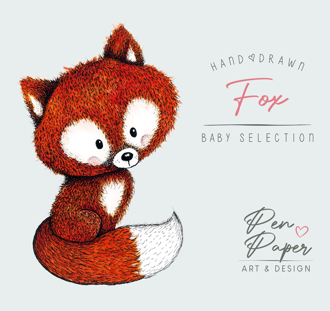 Digital Download Hand Drawn Fox Watercolor / Baby Fox Print / Fox ...