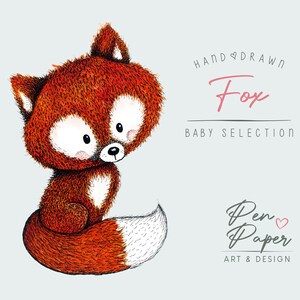 Digital Download Hand Drawn Fox Watercolor / Baby Fox Print / Fox ...