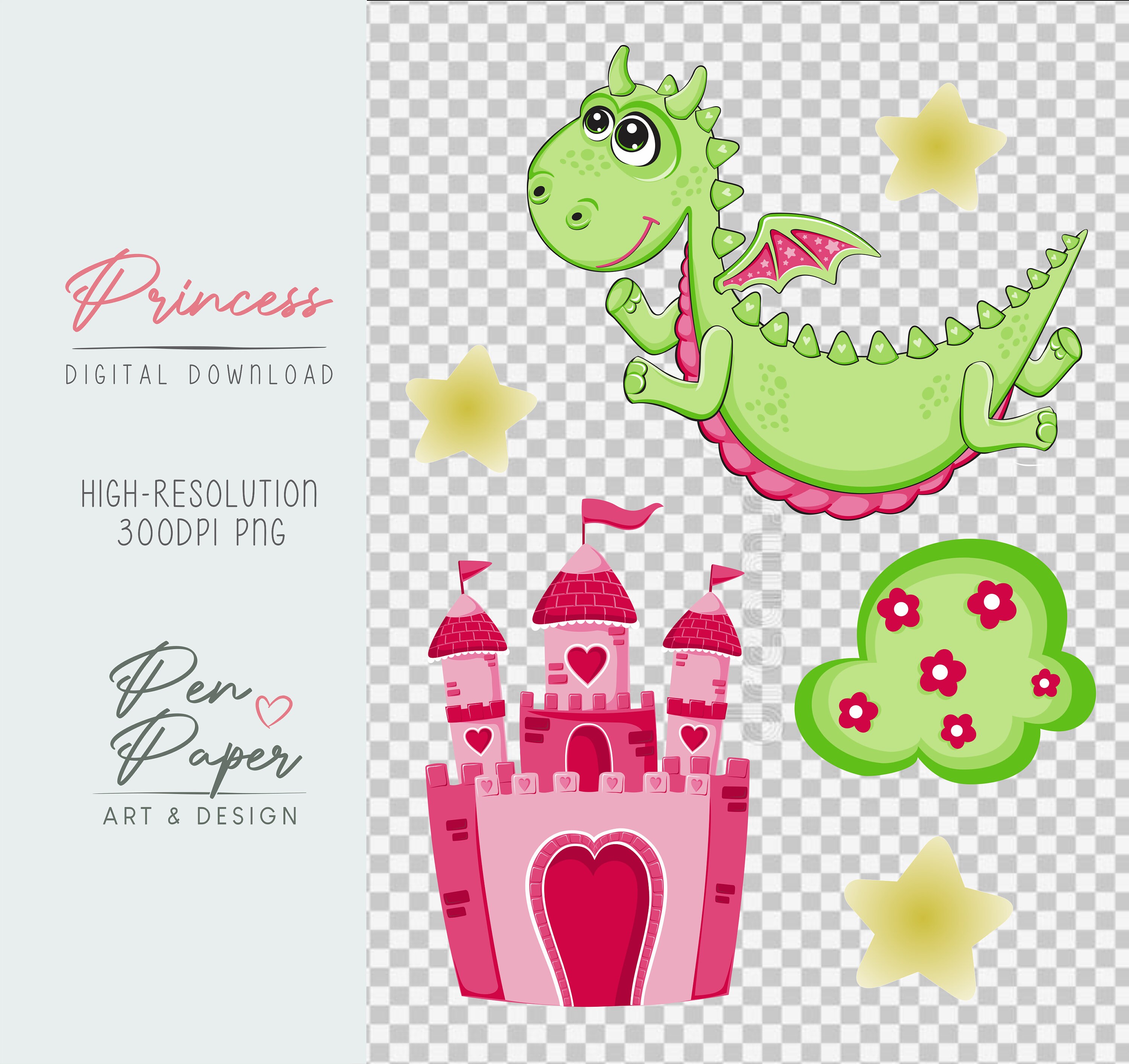 Princess Download Printable PNG Set Clipart Graphics Digital Download ...