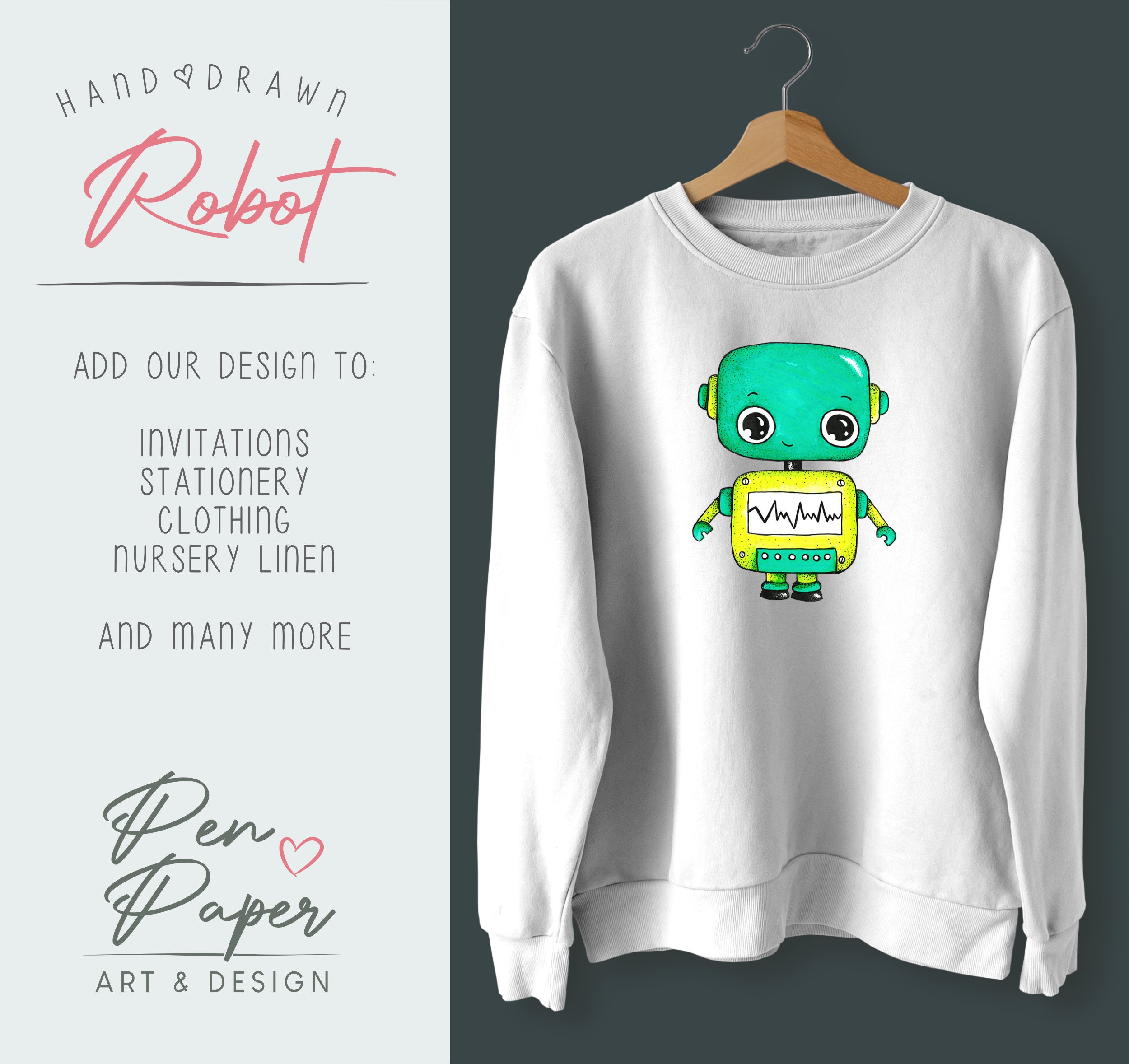 Hand Drawn Boy Robot Clipart Boy Illustration Digital Download ...