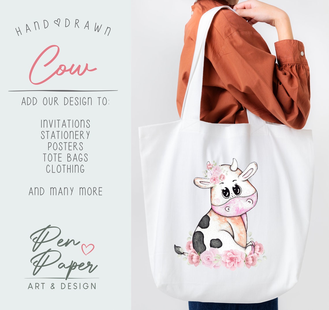 Printable Hand Drawn Baby Cow Watercolor / Farm Animal Clipart - Etsy