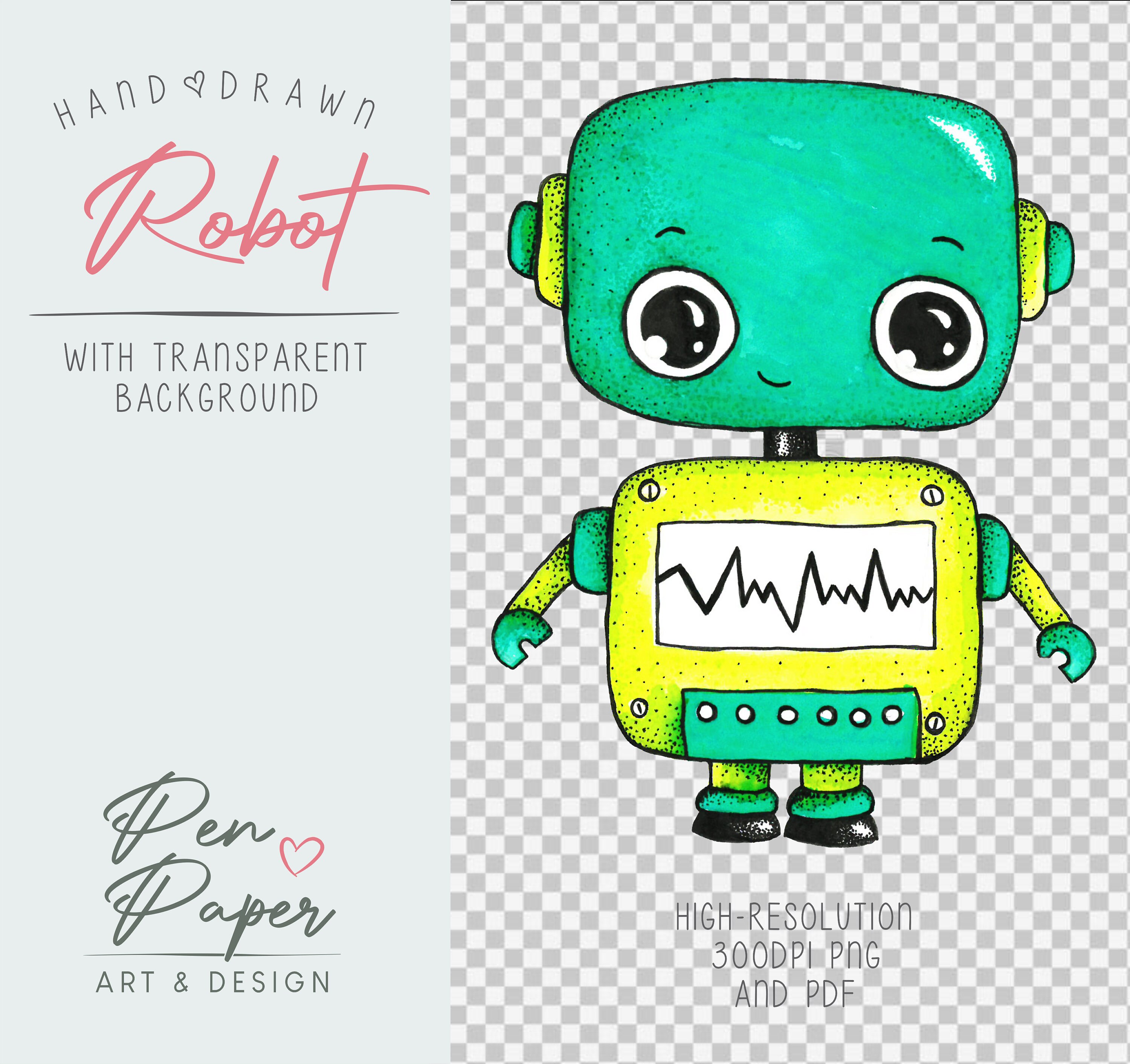 Hand Drawn Boy Robot Clipart Boy Illustration Digital Download ...