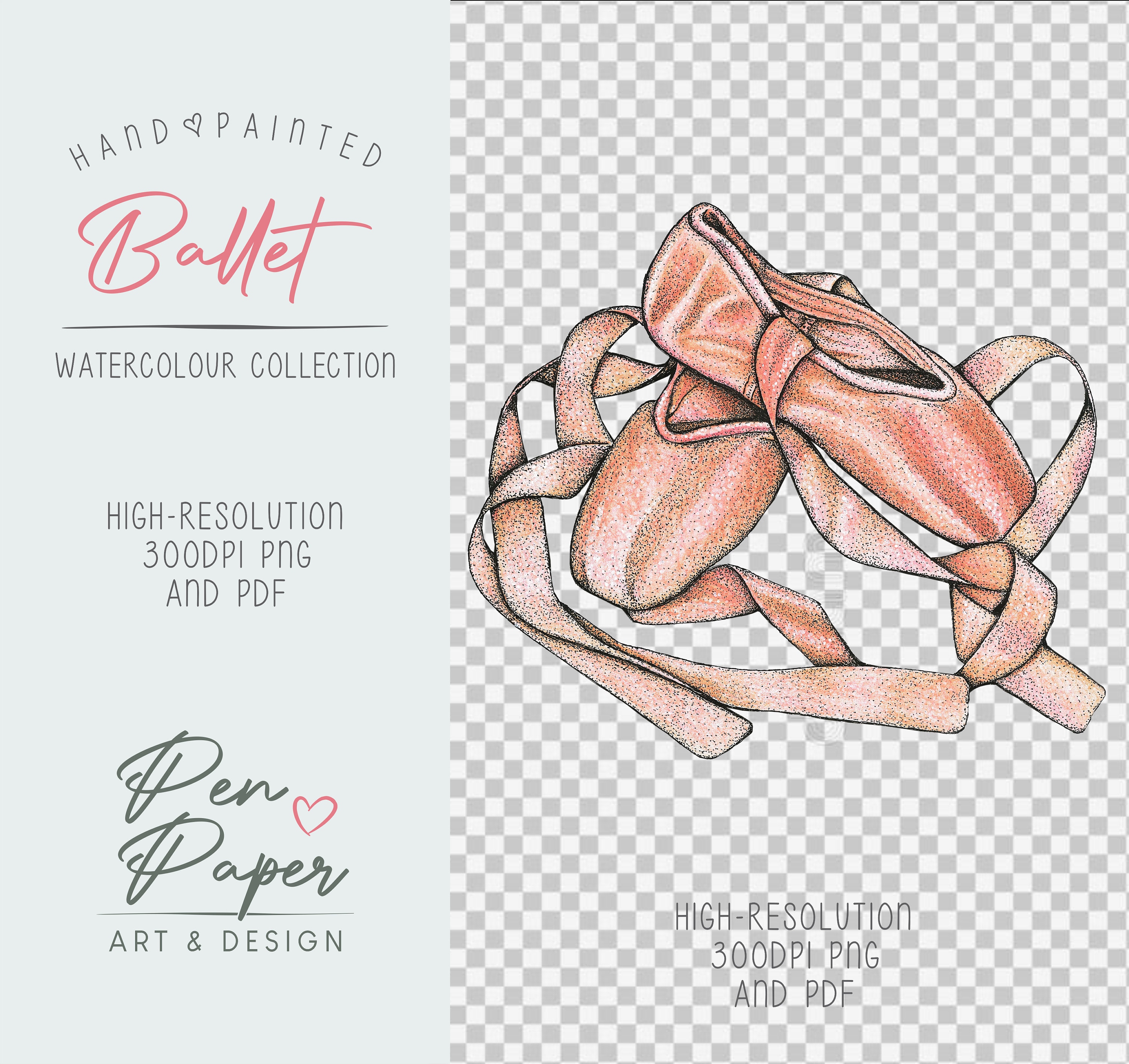 Instant Download Ballet Shoes Drawing / Dance Clipart Graphic - Etsy