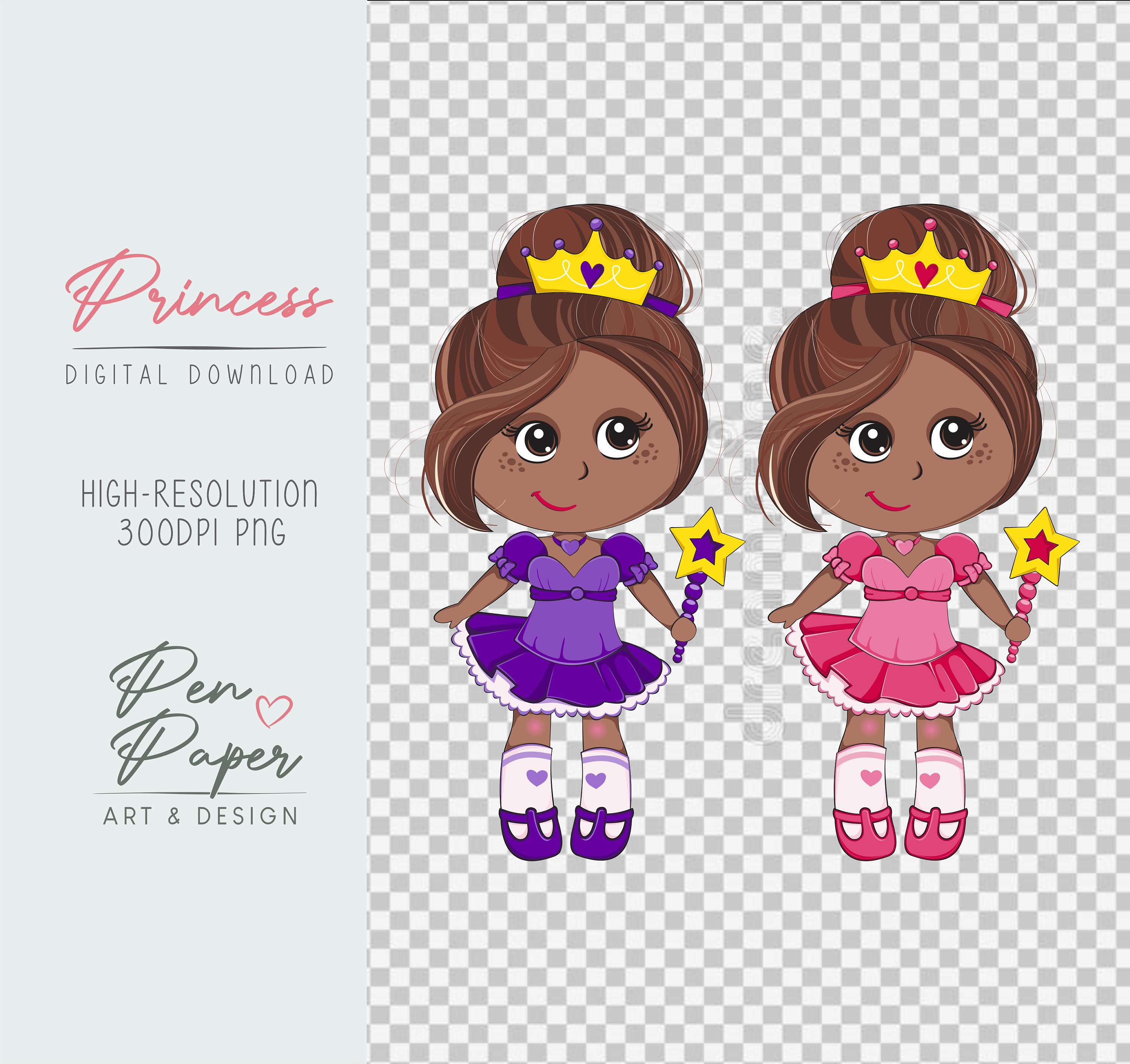 Princess Download Printable PNG Set Clipart Graphics Digital Download ...