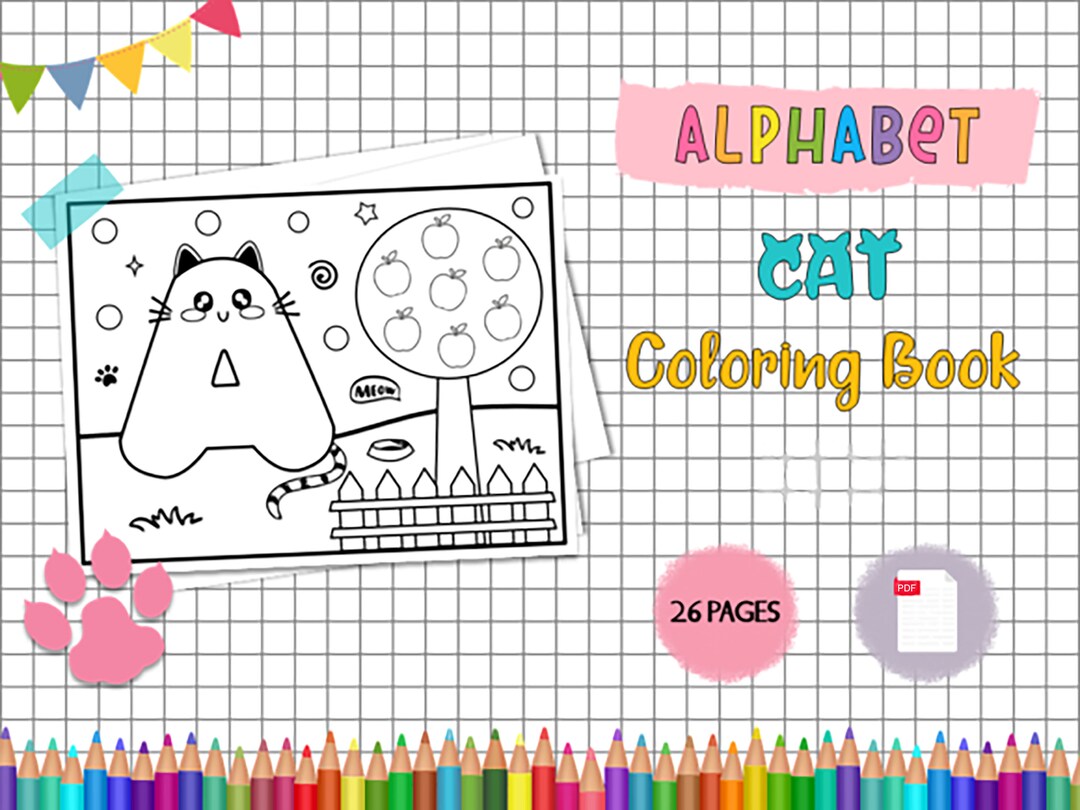 Cat Alphabet Coloring Pages, Cat Coloring Sheets, Printable, for Kids ...