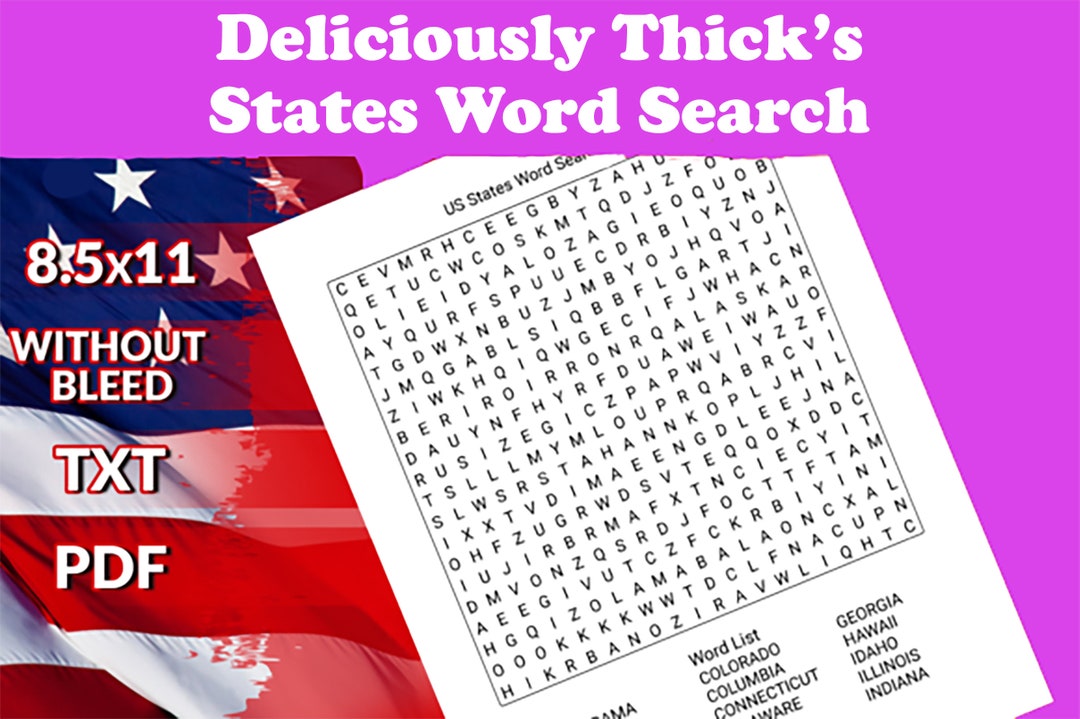 American States Name Word Search Puzzles w/ Solutions/ Printable ...