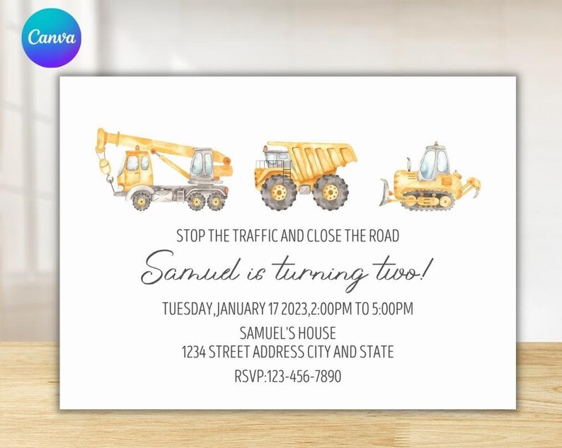 Construction Birthday Party Invitation Template, Construction ...
