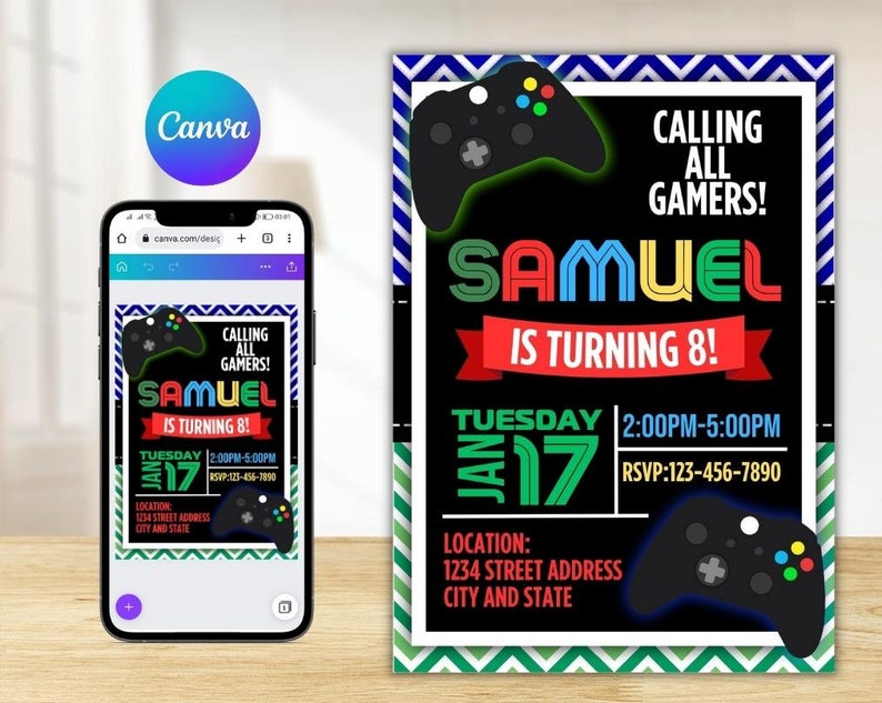 Editable Video Game Birthday Invitation, Gamer Invitation, Gamer ...