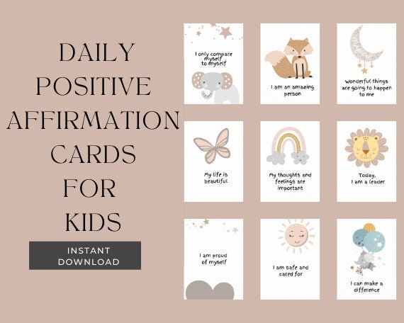 Positive Affirmation Cards for Children Set of 33 Printable | Etsy