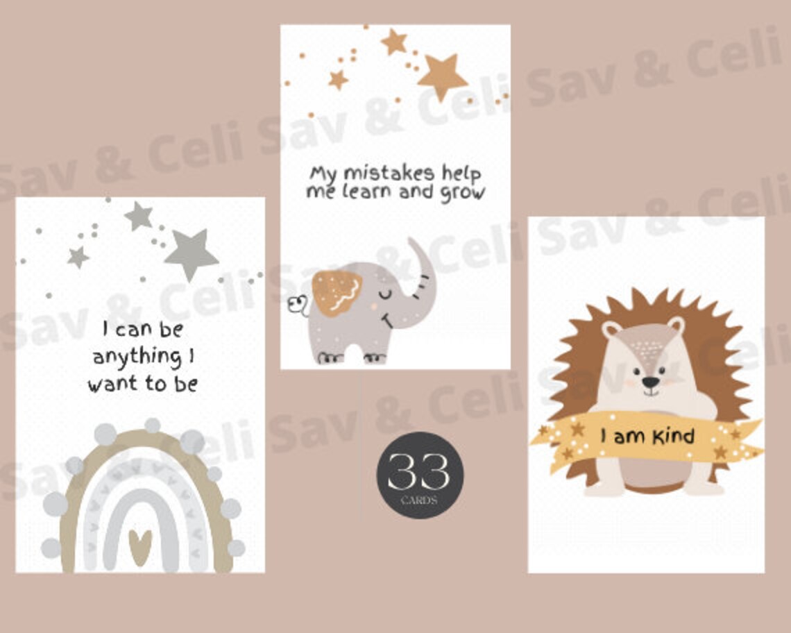 Positive Affirmation Cards for Children | Set of 33 Printable ...