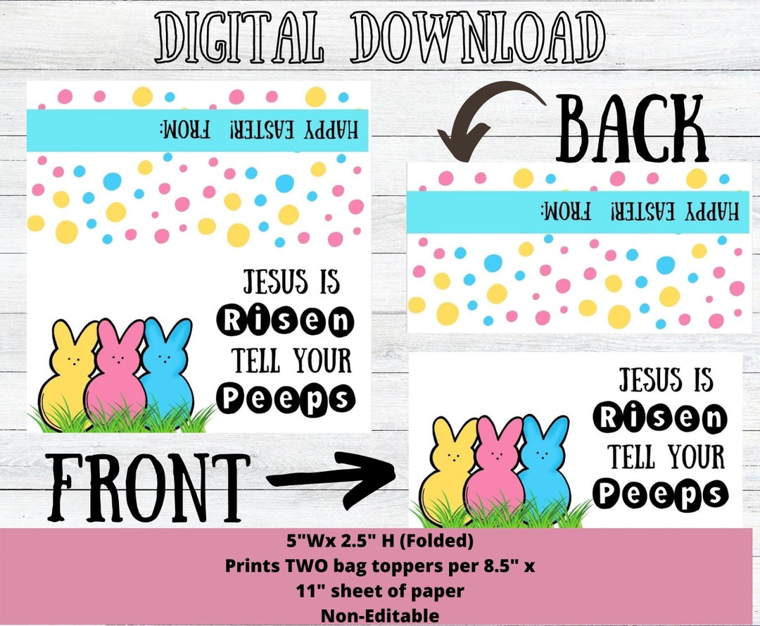 Easter Bag Toppers, Peeps Bag Topper, Printable Easter Treat Bag Topper ...