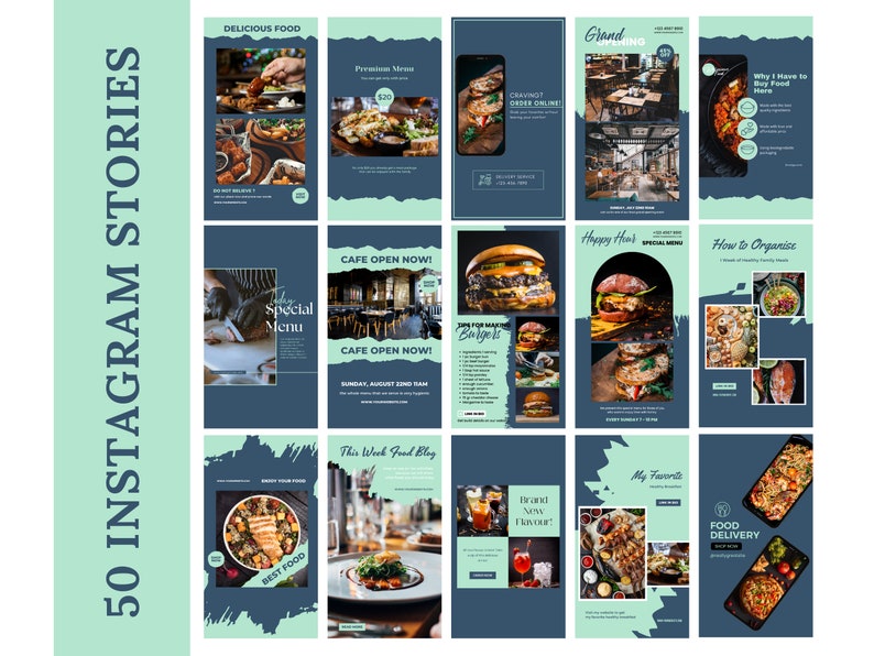 150 Instagram Post Templates for Restaurant, Canva Template, Editable ...