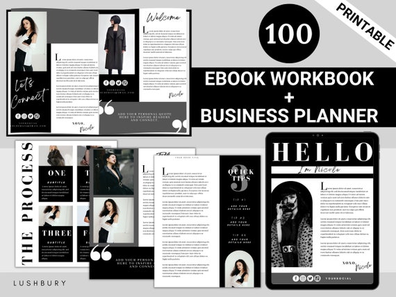 Black Workbook Template Canva Ebook Ebook Cover Workbook - Etsy