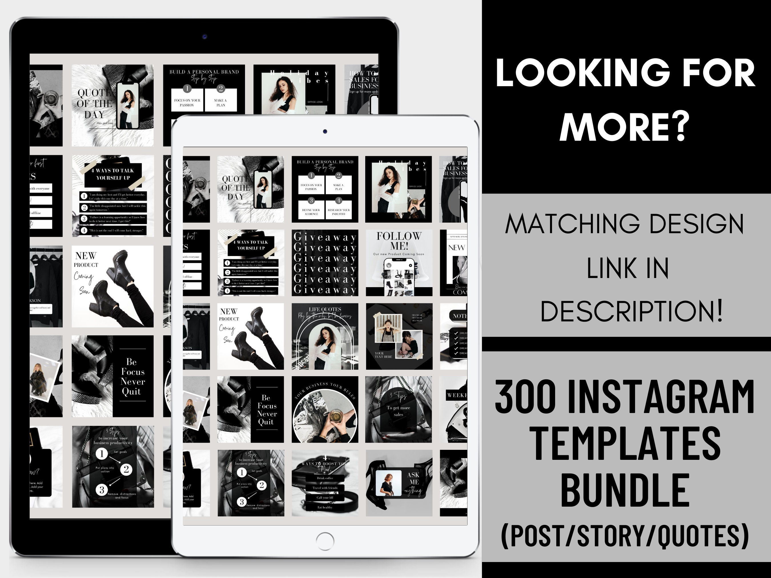36 Instagram Puzzle Template | IG Puzzle Grid | Minimalist Black ...