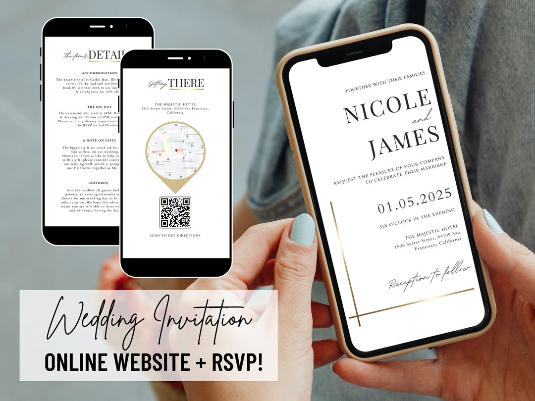 Minimalist Digital Wedding Invitation & RSVP With Music - Mini Wedding ...