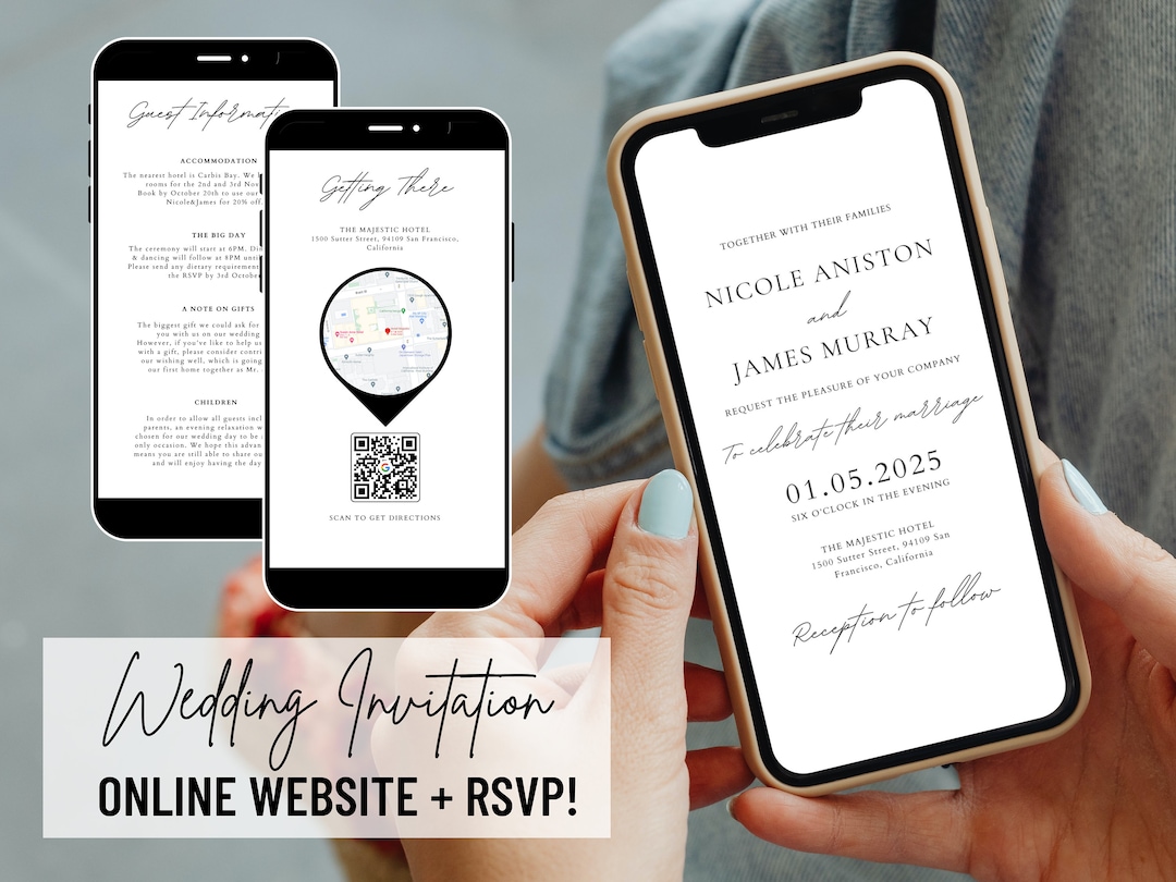 MUSICAL Simple Minimalist Digital Wedding Invitation & RSVP - Mini ...