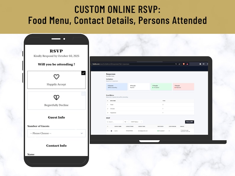 Minimalist Gold Digital Wedding Invitation & RSVP With Music Mini ...