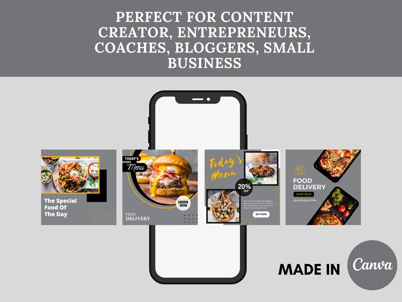 420 Animated Instagram Post Templates for Restaurant Grey - Etsy