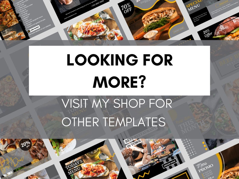 420 Animated Instagram Post Templates for Restaurant Grey - Etsy