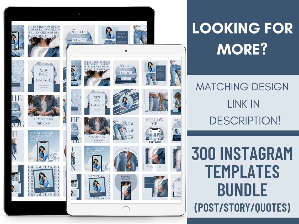 36 Instagram Puzzle Template IG Puzzle Grid Minimalist Blue Colorful ...