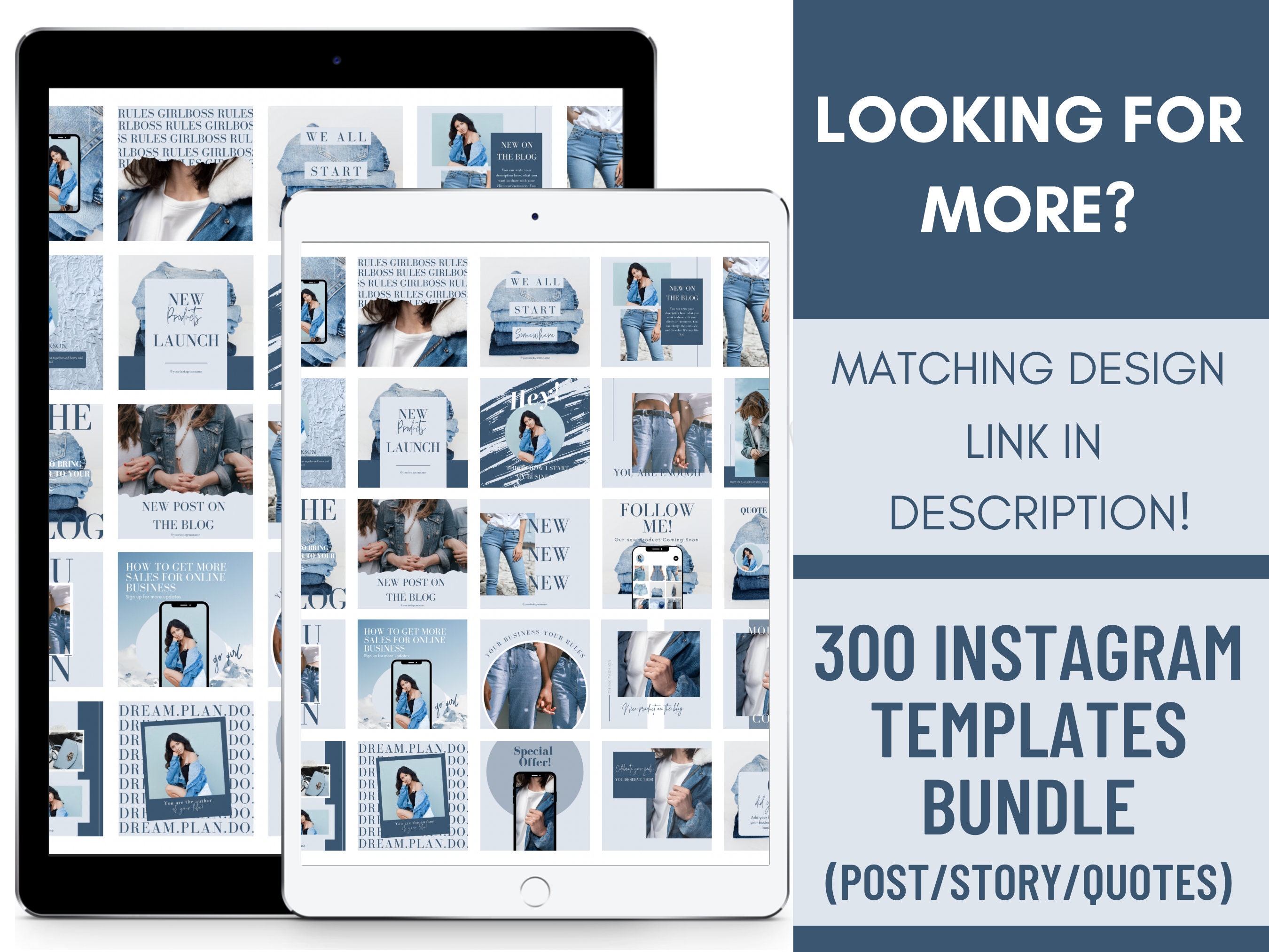 36 Instagram Puzzle Template IG Puzzle Grid Minimalist Blue Colorful ...