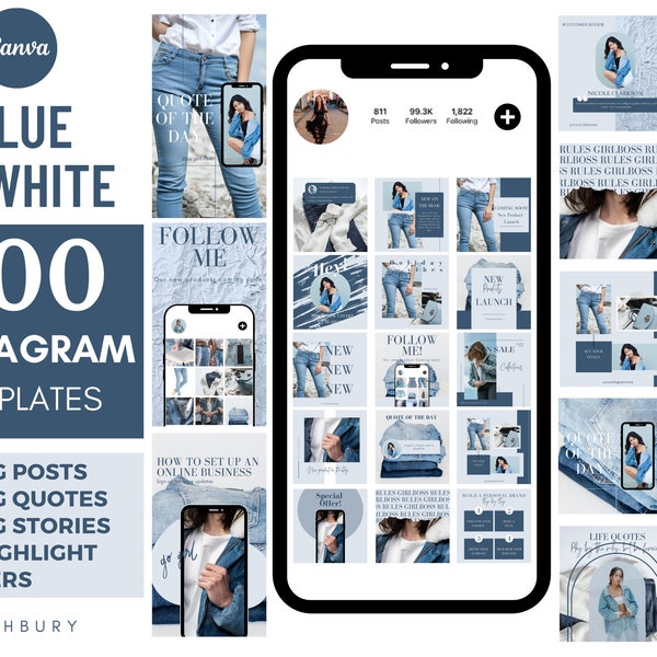 Blue Instagram Template - Etsy