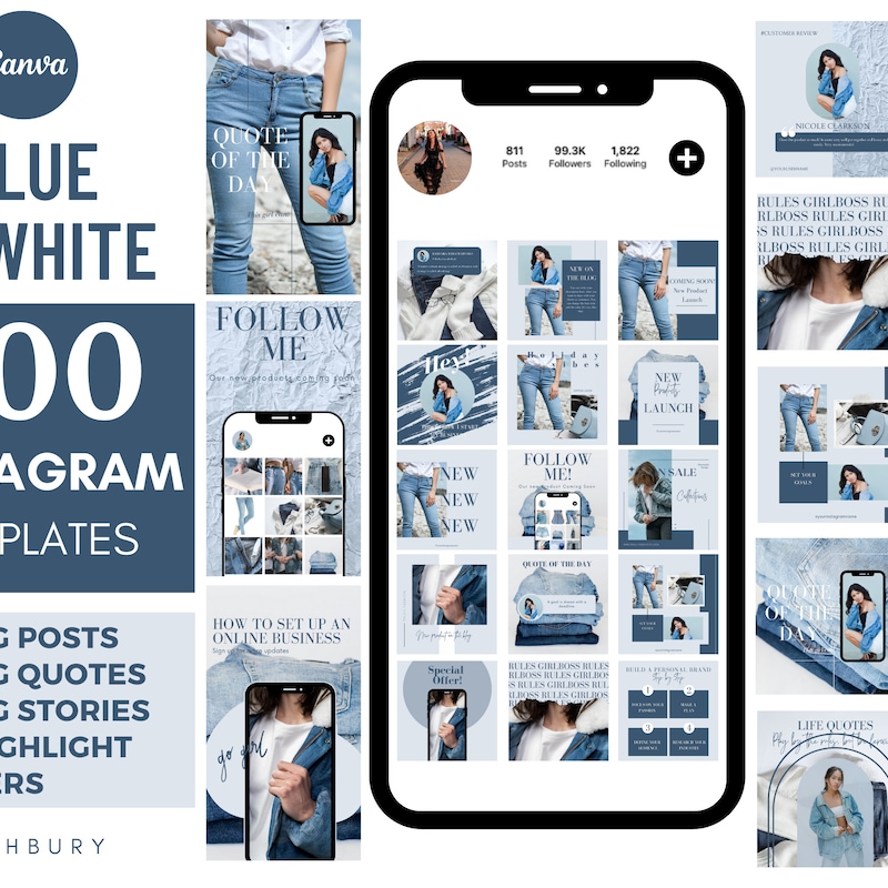 Blue Instagram Template - Etsy