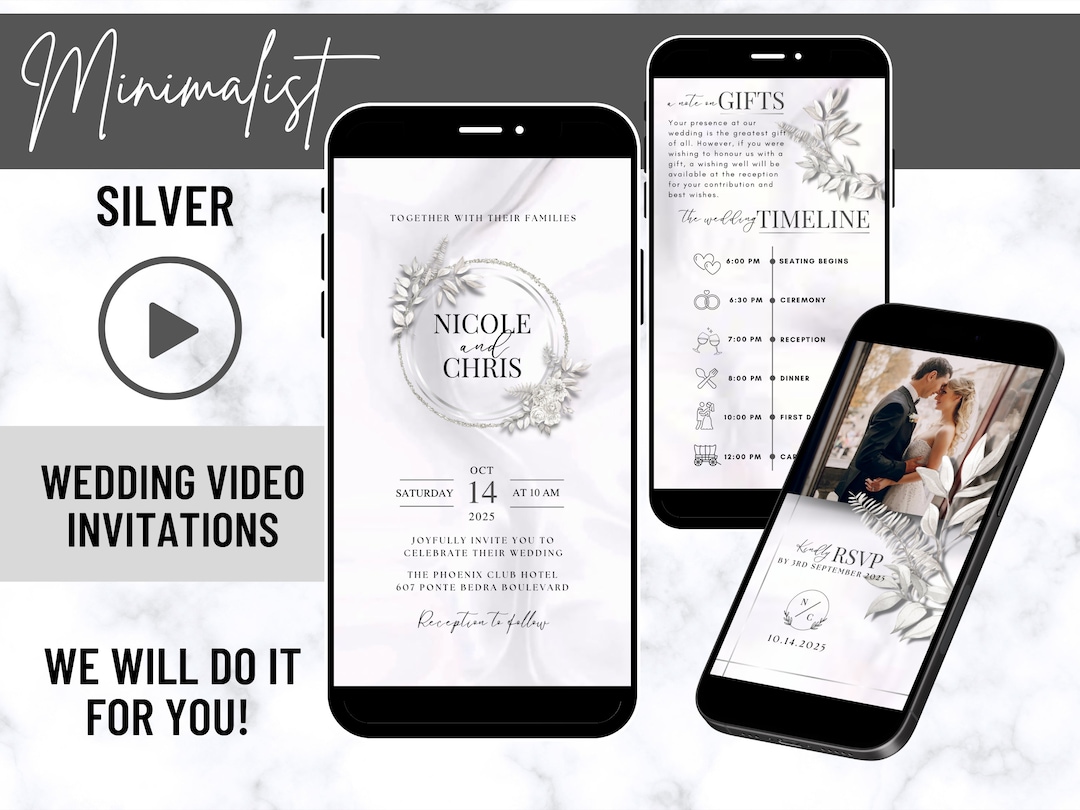 Elegant Wedding Invitation Video, Animated RSVP, Digital Wedding Invite ...