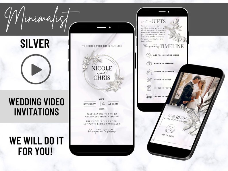Elegant Wedding Invitation Video, Animated RSVP, Digital Wedding Invite ...
