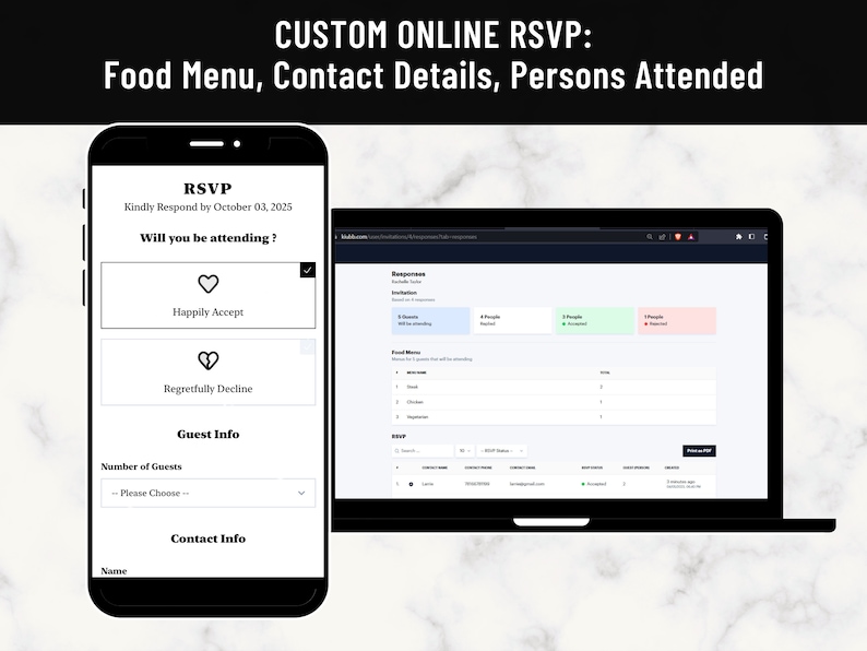 Minimalist Digital Wedding Invitation & RSVP With Music - Mini Wedding ...